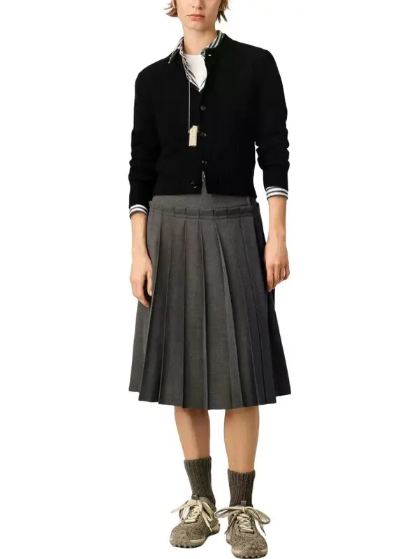 AMI Paris Crew Neck Cashmere Cardigan With De Coeur Embroidery - Black