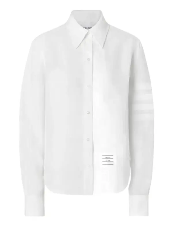Thom Browne Linen Shirt With 4-bar Stripe Detail - White