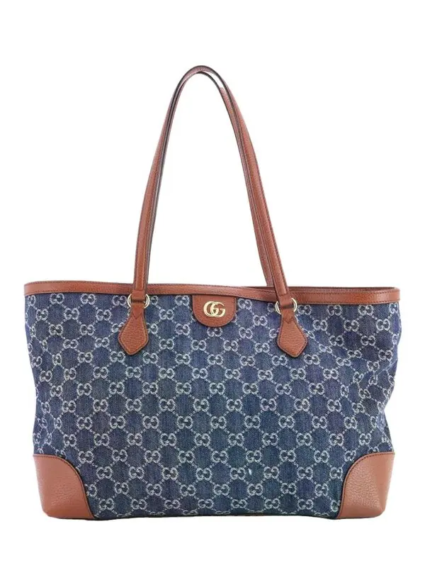 Gucci Ophidia Shopping Gg Denim Medium Tote Bag - Blue