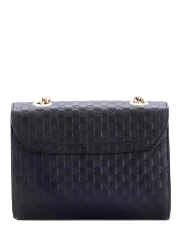 Gucci Emily Chain Flap Bag Microssima Leather Mini Shoulder Bag - Black