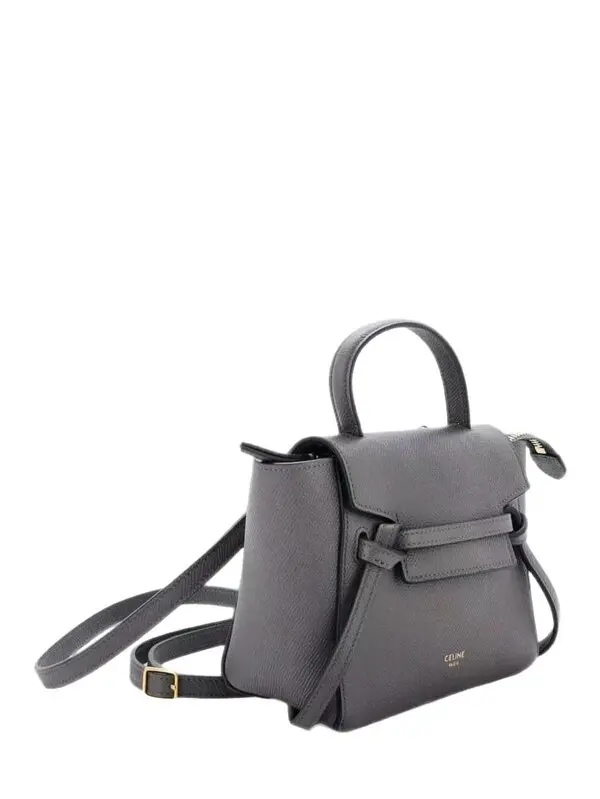 Celine Pico Belt Bag Textured Leather Shoulder Bag - Grey