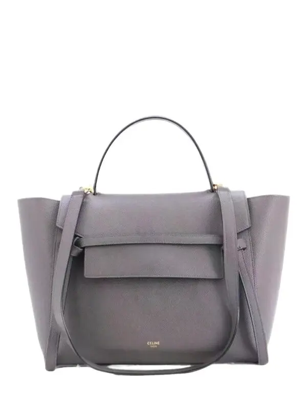 Celine Textured Leather Mini Shoulder Bag - Grey