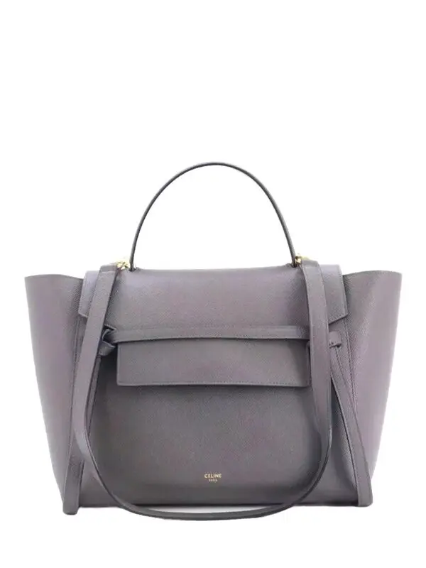 Celine Textured Leather Mini Shoulder Bag - Grey
