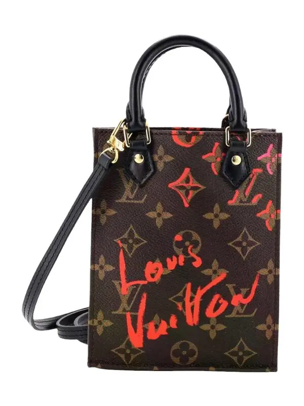 LOUIS VUITTON Petit Sac Plat Bag Limited Edition Fall In Love Monogram Canvas Tote Bag - Brown