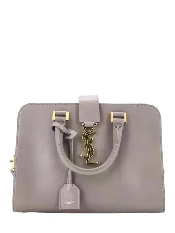 Saint Laurent Monogram Cabas Leather Baby Satchel - Grey