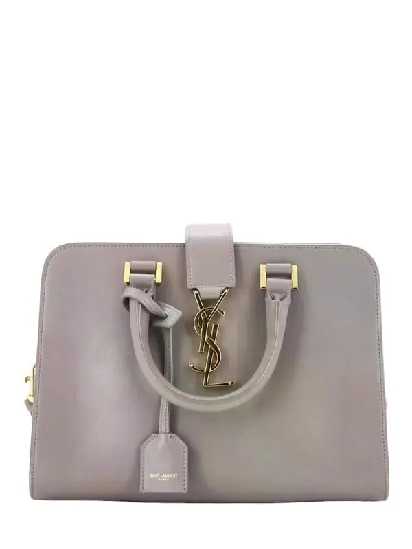Saint Laurent Monogram Cabas Leather Baby Satchel - Grey