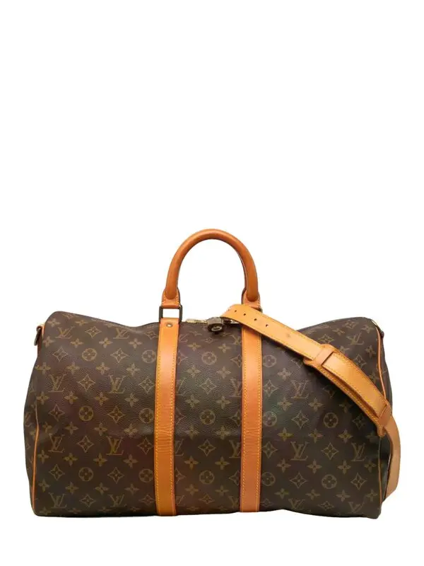 LOUIS VUITTON Monogram Keepall Bandouliere 45 Travel Bag - Brown