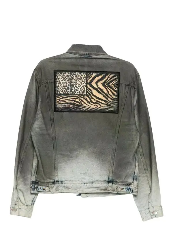 Roberto Cavalli Embroidered Denim Tucker Jacket - Grey