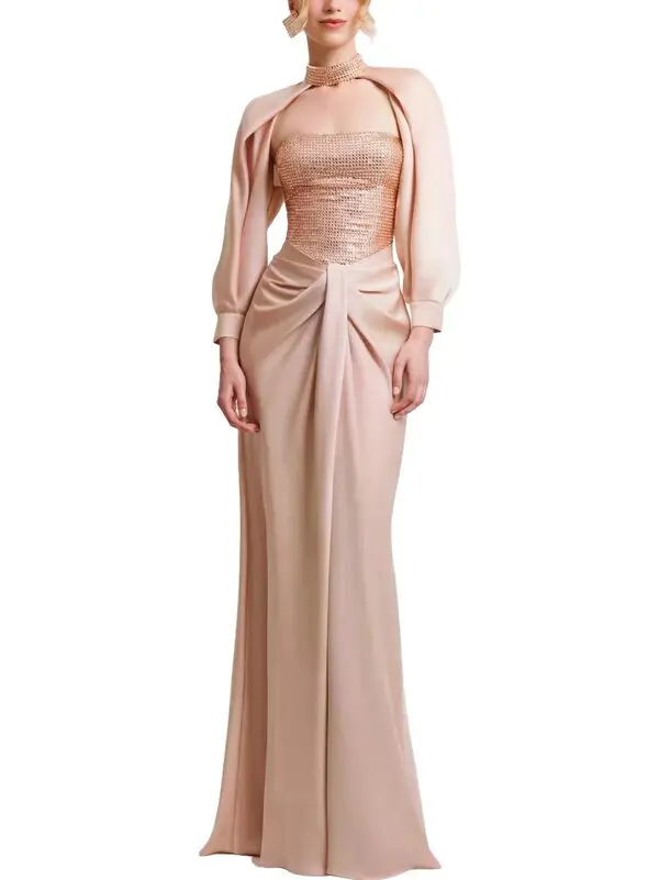 GEMY MAALOUF Strapless Bolero Dress - Neutrals