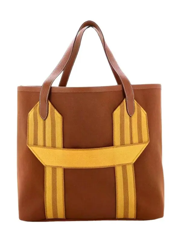 Hermès Pursangle Canvas With Leather Tote Bag - Brown