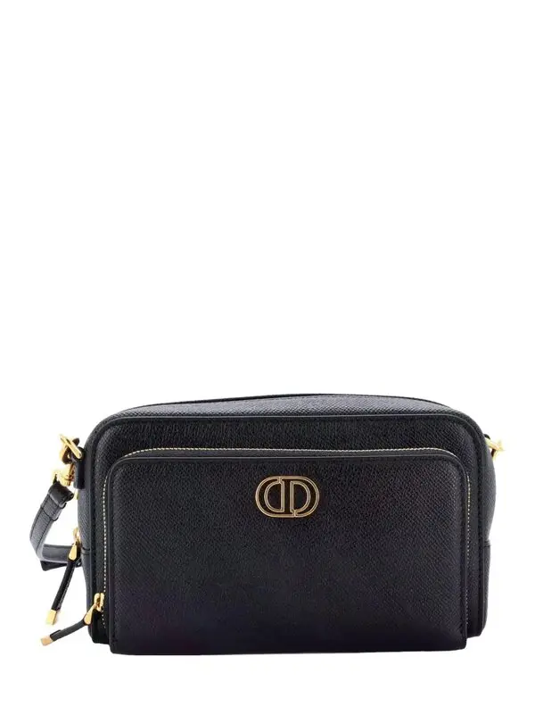 Dior Caro Double Pouch Leather Crossbody Bag - Black