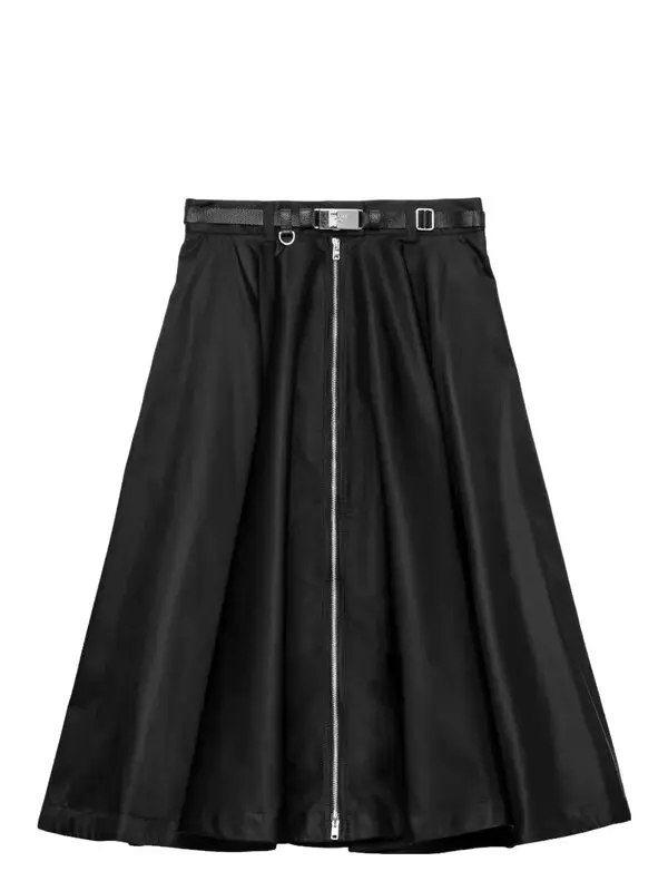 Prada Re-nylon Skirt With Logo Buckle Belt - Black