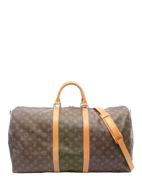 LOUIS VUITTON Monogram Keepall Bandouliere 55 Travel Bag - Brown