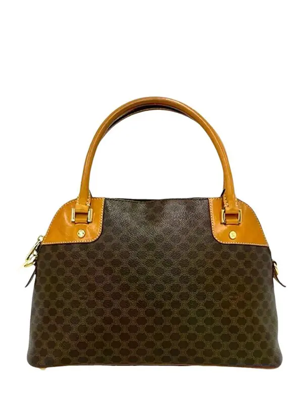 Celine Macadam Coated Canvas Satchel - Brown