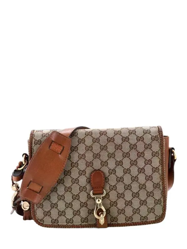 Gucci Gg Canvas With Leather Medium Messenger Bag - Brown