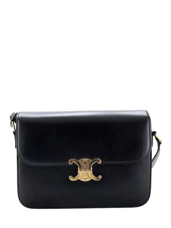 Celine Triomphe Shoulder Bag In Smooth Calfskin - Black
