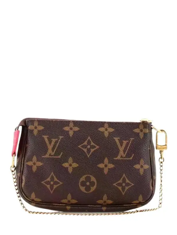 LOUIS VUITTON Pochette Accessoires Limited Edition Vivienne Xmas Monogram Canvas Mini Clutch Bag - Brown