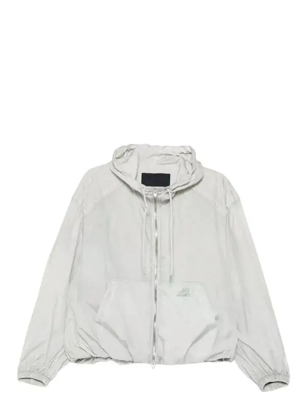 JUUN.J Hooded Zip-up Jacket With Logo Patch - Grey