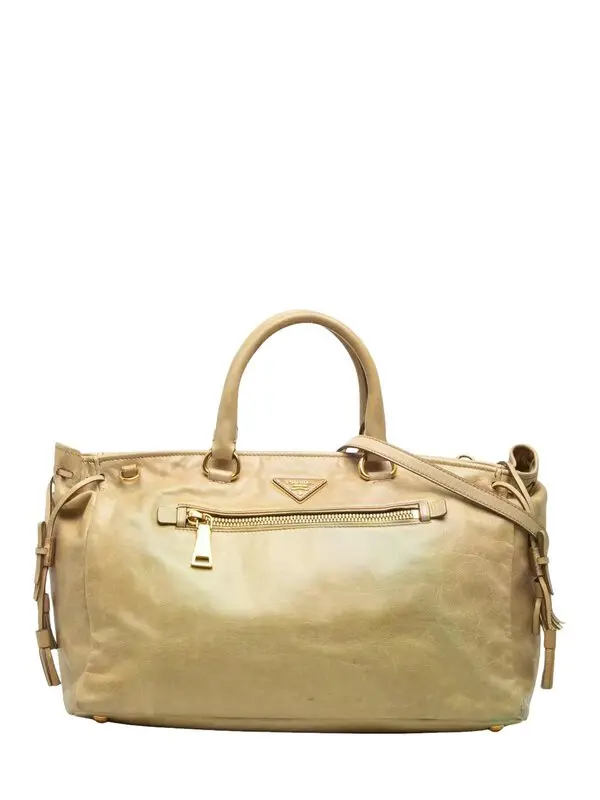 Prada Vitello Shine Satchel - Neutrals