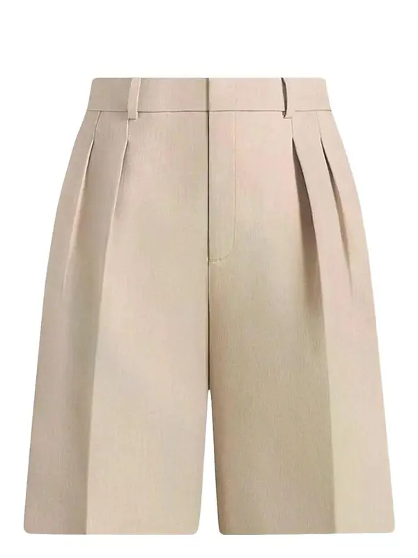Manière De Voir Tailored Twin Pleat Knee-length Shorts - Neutrals