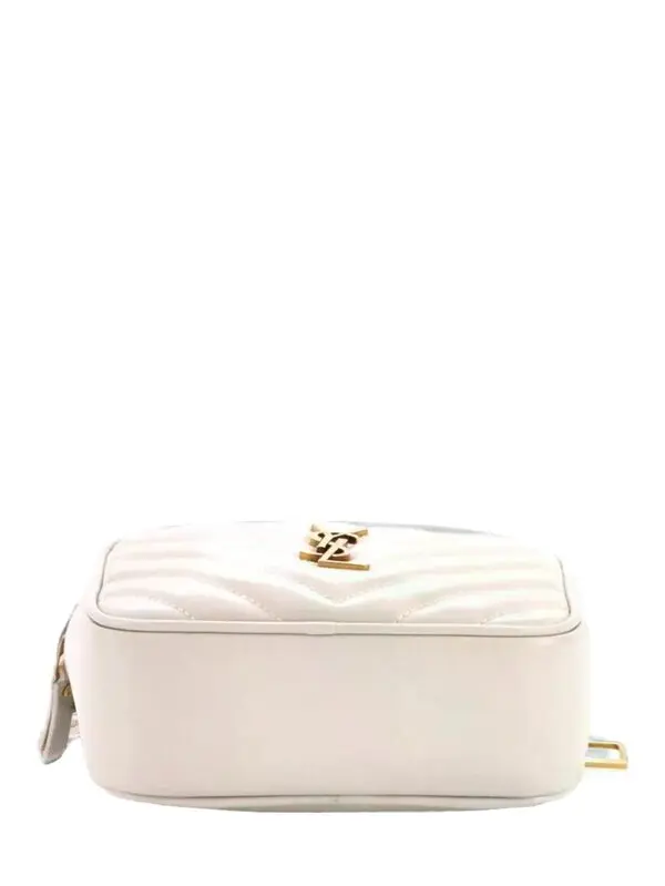 Saint Laurent Lou Matelassé Chevron Leather Belt Bag - White