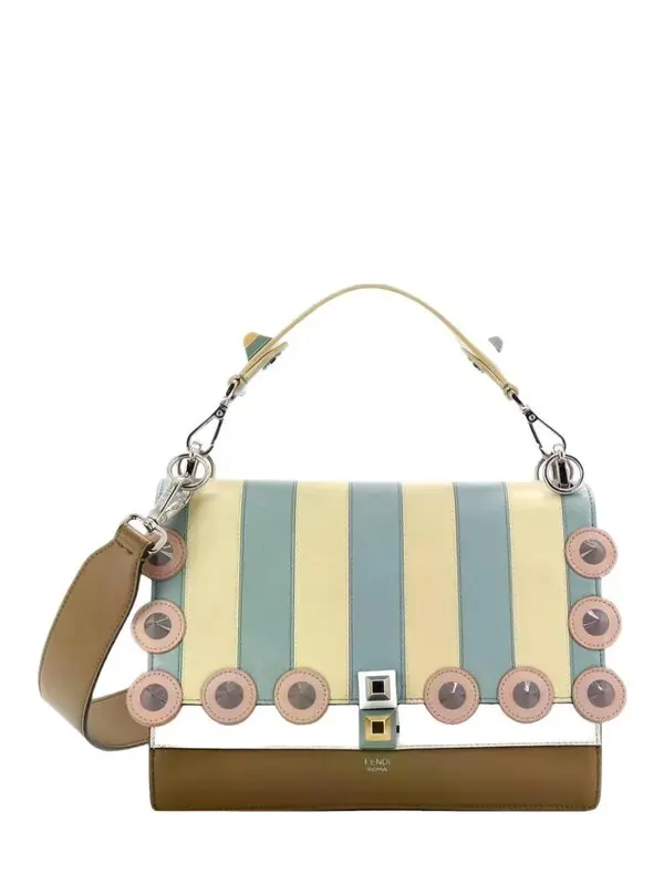 Fendi Eyelet Kan I Bag Leather Medium Shoulder Bag - Blue