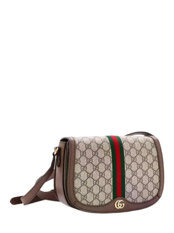 Gucci Ophidia Saddle Flap Gg Coated Canvas Small Shoulder Bag - Brown