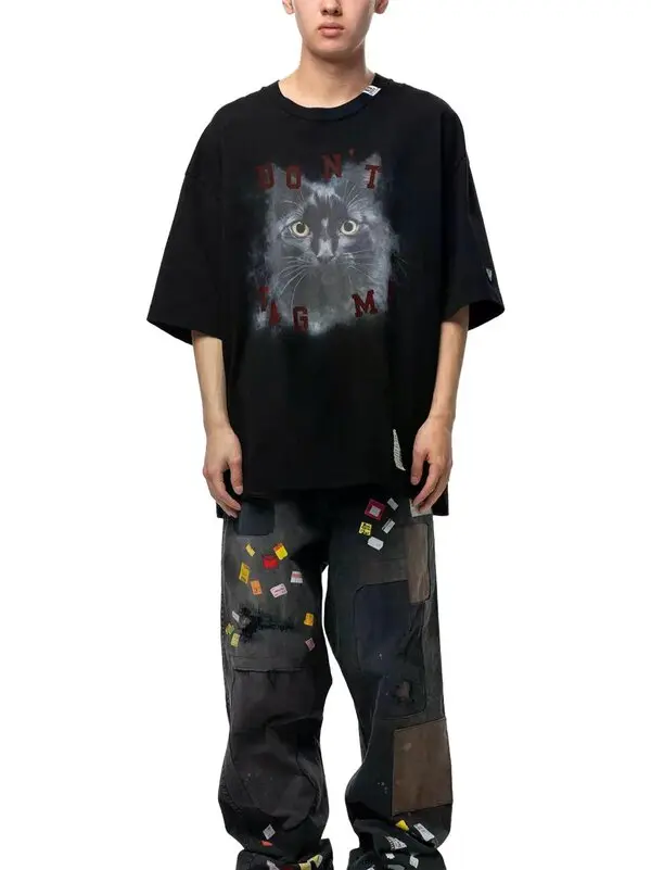 Mihara Yasuhiro Cat-printed T-shirt - Black