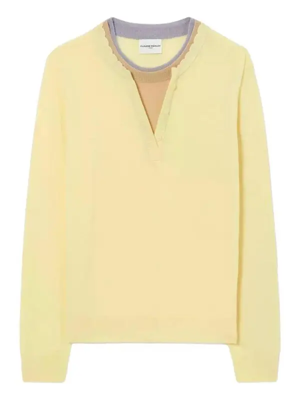 Claudie Pierlot Embroidered Scallop-trim Sweater - Yellow
