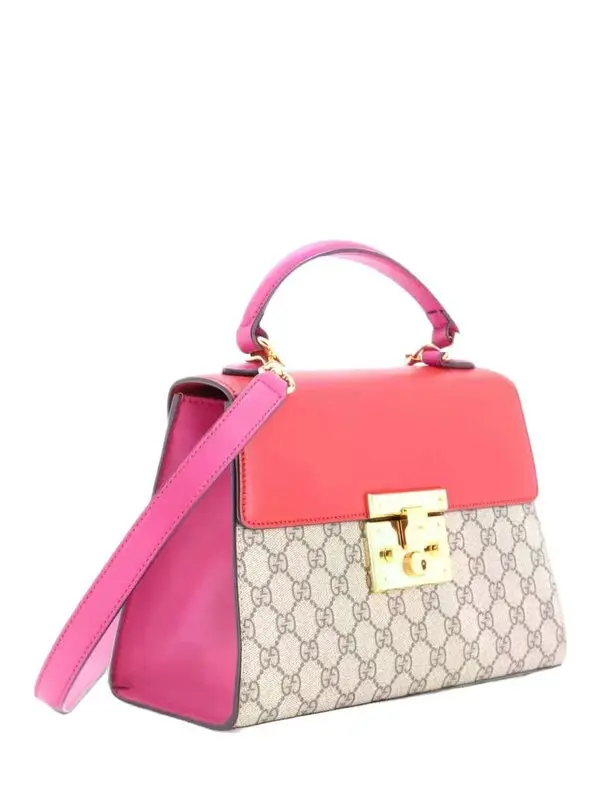 Gucci Padlock Top Handle Bag Gg Coated Canvas And Leather Small Satchel - Multicolour