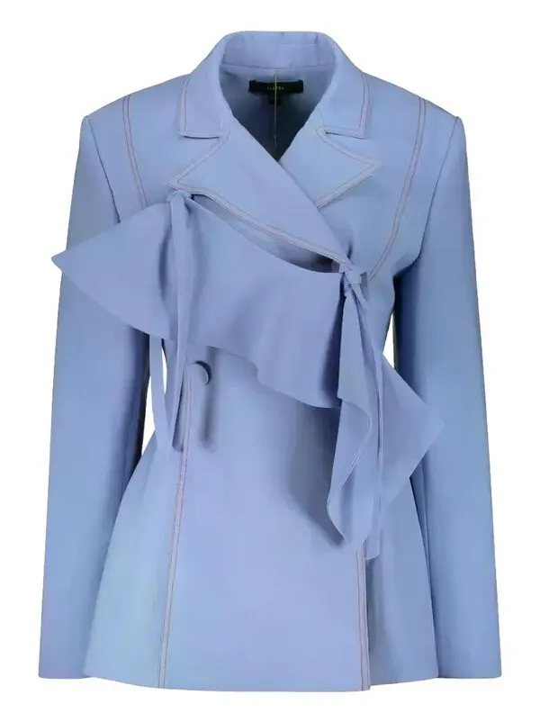 ELLERY Regular-fit Double-breasted Blazer With Ruffled Detailing - Blue