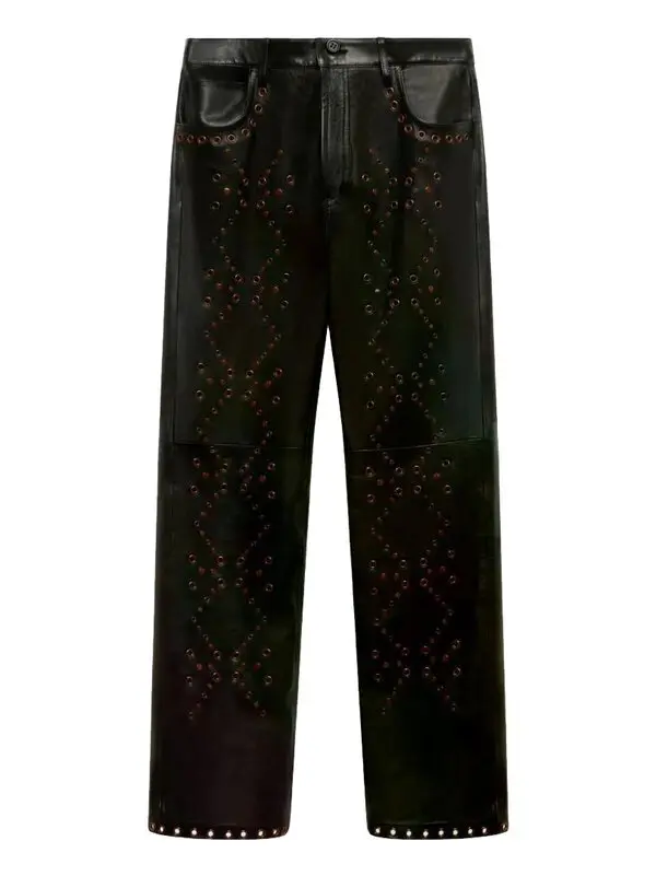 Marni Leather Trousers With Studded Embellishments - Black