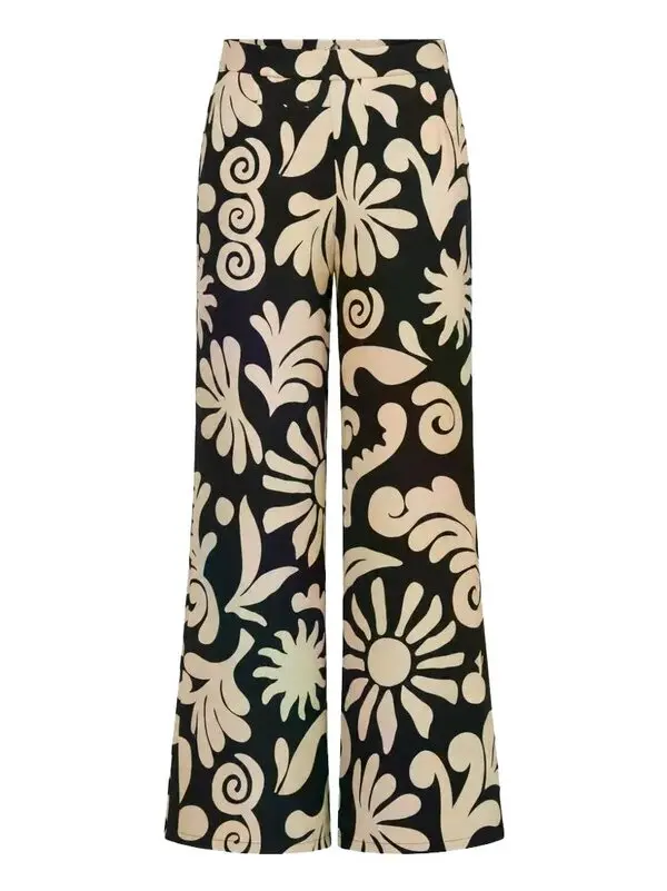 CALA DE LA CRUZ Toya Floral-print Trousers - Black