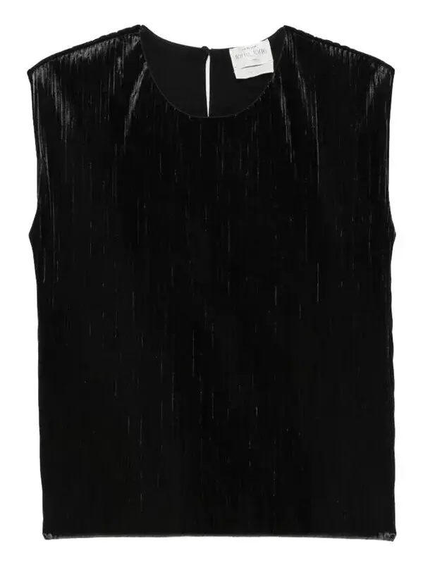 FORTE_FORTE Sleeveless Plissé Effect Top - Black