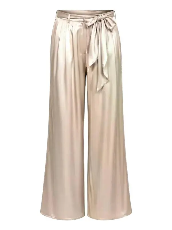 Max & Moi Satin Wide Leg Trousers With Bow Detail - Neutrals