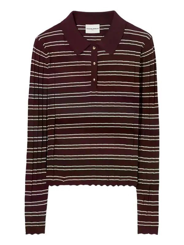 Claudie Pierlot Striped Knit Polo Jumper - Purple