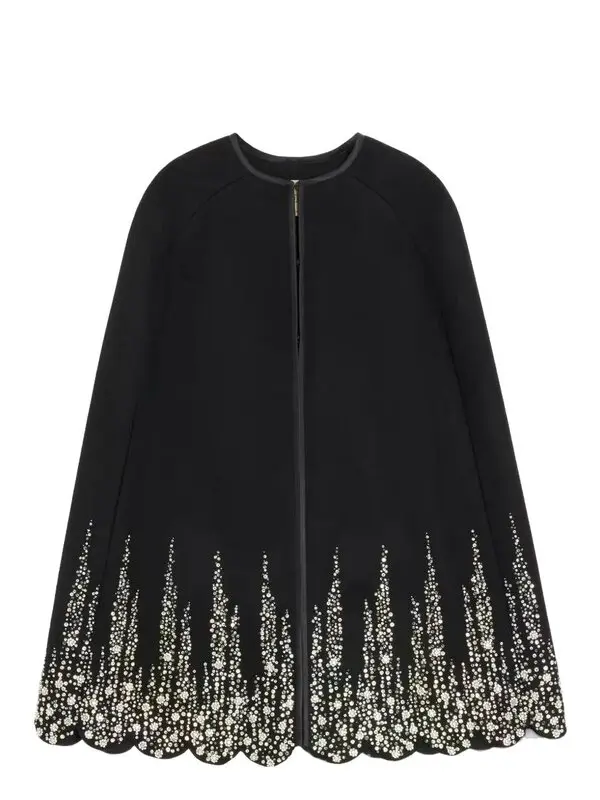 Valentino Garavani Embroidered Compact Cape - Black
