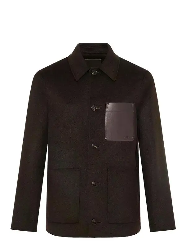 YVES SALOMON Calf Leather-patch Jacket - Brown