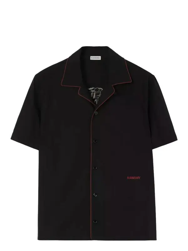 Burberry Relaxed Fit Knight Heart Cotton Shirt - Black