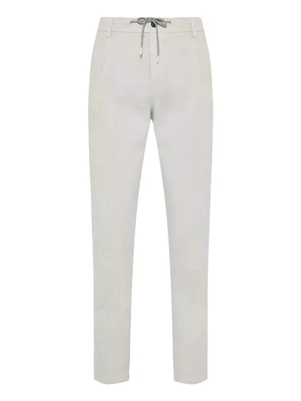 Eleventy Pleated Front Drawstring Chino Trousers - Grey
