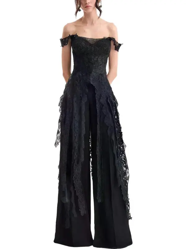 GEMY MAALOUF Off-shoulder Embroidered Top - Black