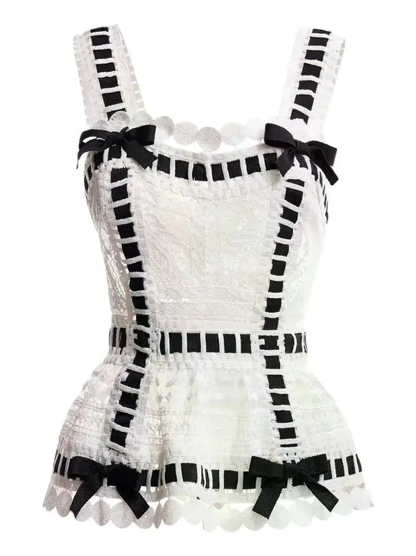 GEMY MAALOUF Ribbon-detail Peplum Corset - White