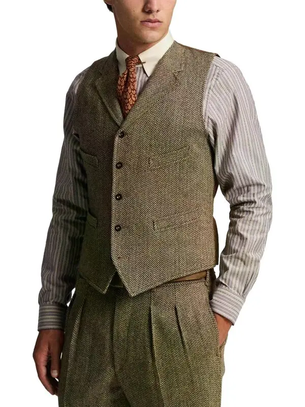 Ralph Lauren Herringbone Waistcoat - Brown