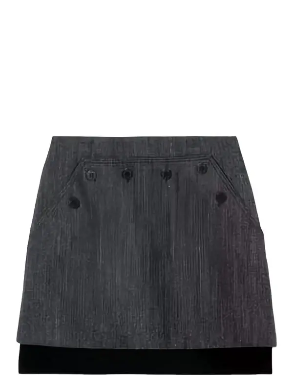 Claudie Pierlot Bi-material Short Skirt With Velvet Panel - Blue