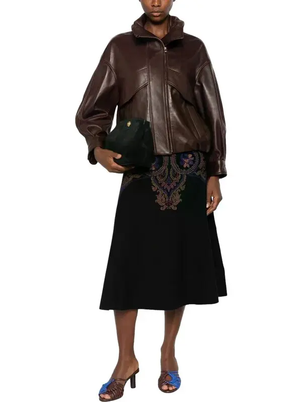 Etro Paisley Pattern A-line Midi Skirt - Black