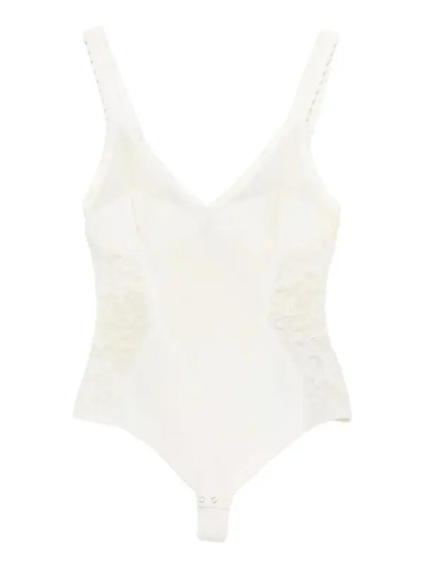 Elisabetta Franchi Lace-panelled Sleeveless Top - Neutrals