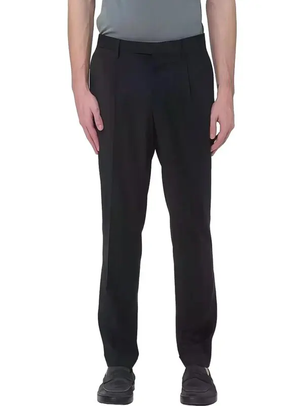 BRIGLIA 1949 Tailored Cut Straight Hem Trousers - Black