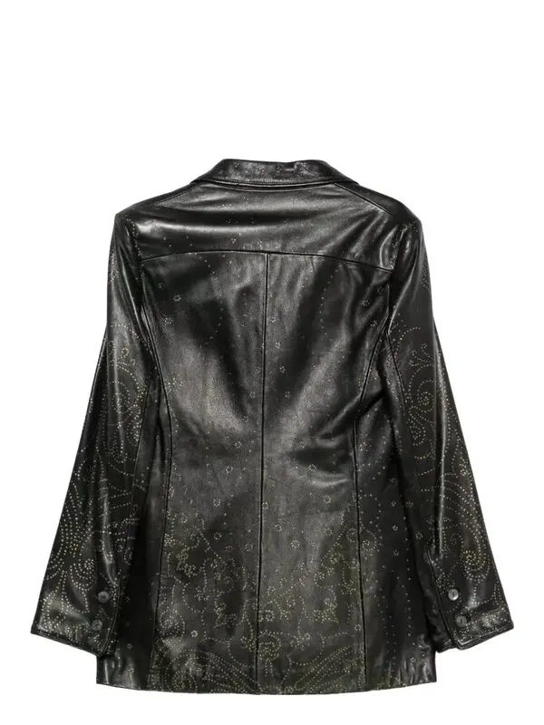 Roberto Cavalli 1990s Paisley-print Leather Jacket - Black