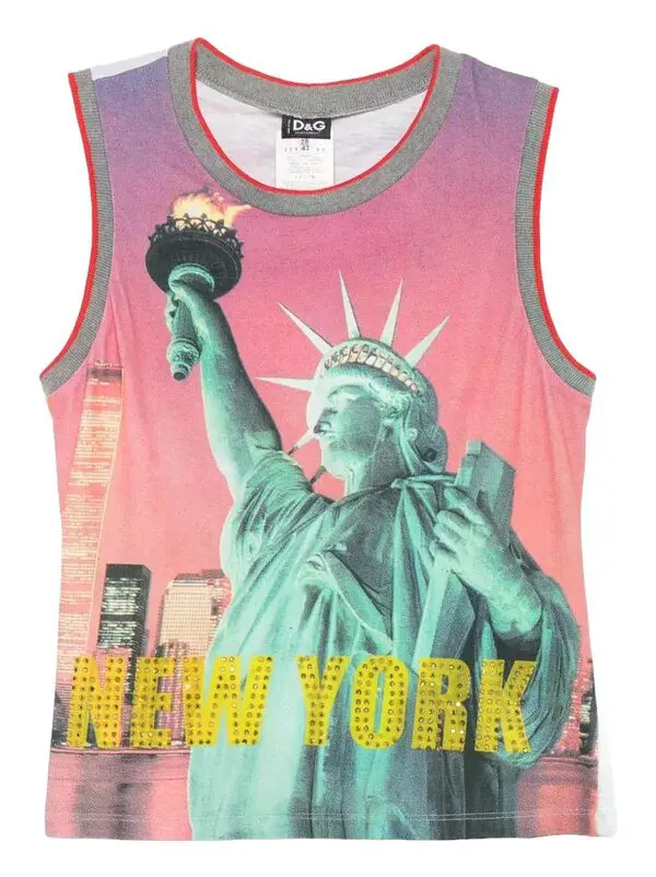 Dolce & Gabbana 2000s Rhinestone Embellishment Tank Top - Pink