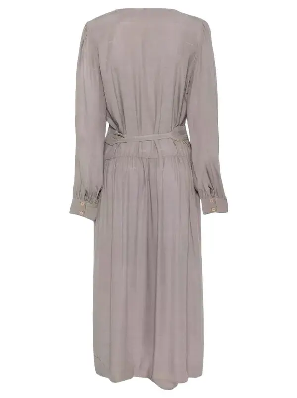 Hermès 1970s Logo-print Belted Silk Midi Dress - Grey